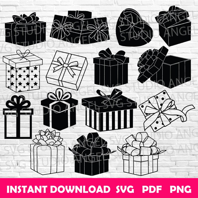 Gift Box Svg Gift Box Cricut Gift Box Vector Gift Box Svg Bundle Gift ...