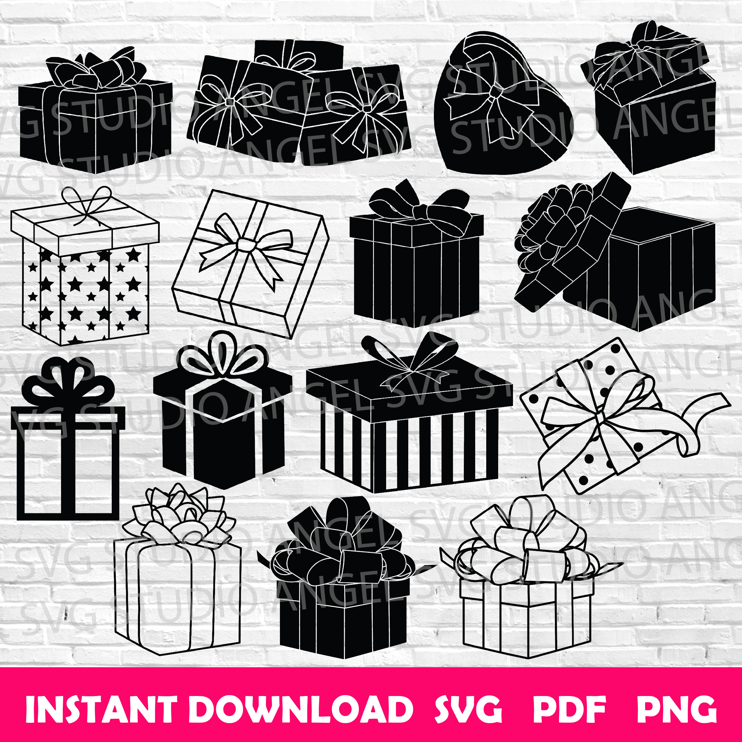 Gift Box Svg Gift Box Cricut Gift Box Vector Gift Box Svg Bundle Gift ...