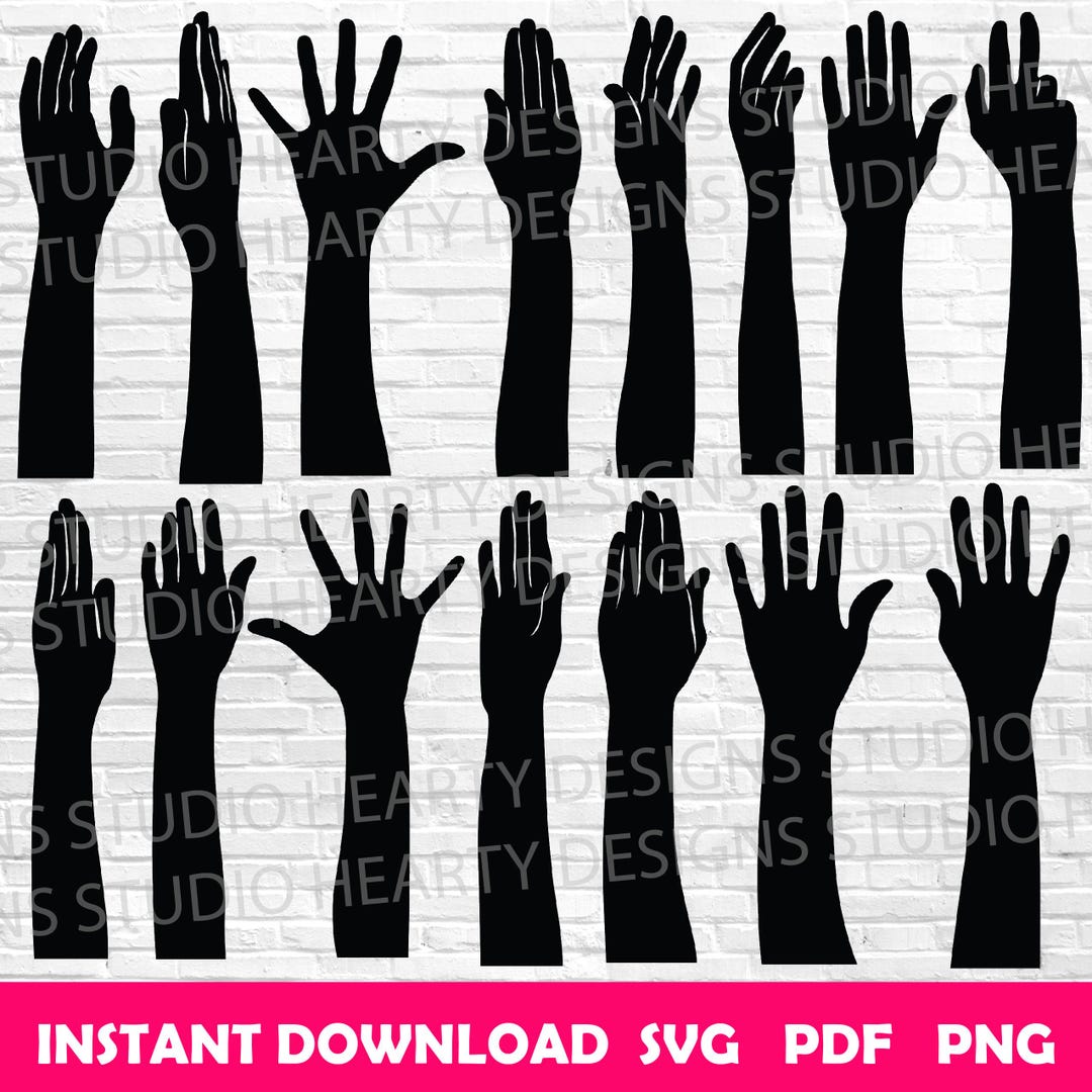 Raised Hand SVG Bundle: Silhouette Graphics Vector Cut Files for Cricut ...