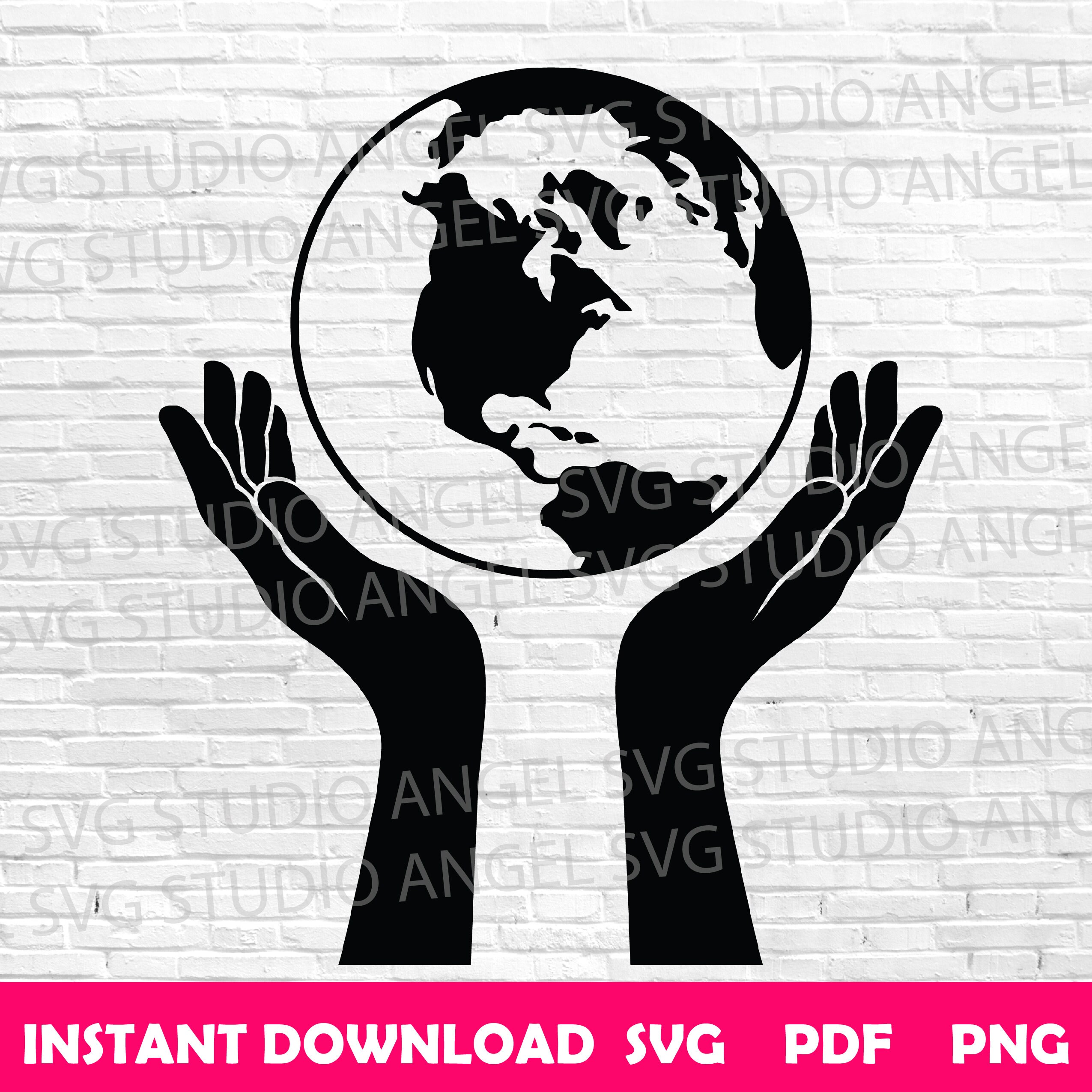 Globe in Hands Svg World in Hands Svg Hands Holding Earth Cricut Svg ...