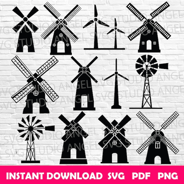 Windmill Svg - Etsy