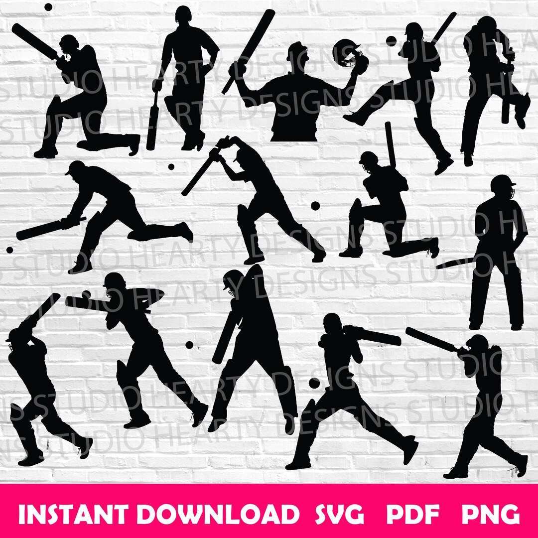 Cricket Player SVG: Cut Files for Cricut Silhouette (digital Download ...