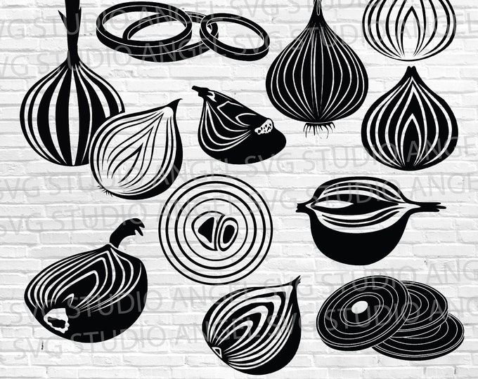 Onion Color and Outline Cut File Svg, Png, Pdf, Dxf, Eps for Cutting ...