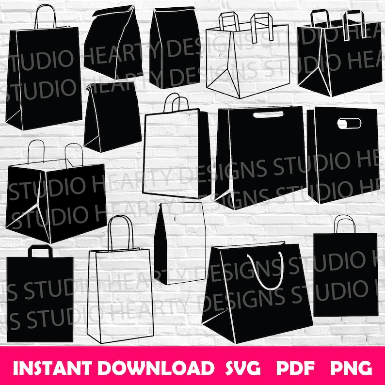 Paper Bag SVG Bundle: Shopping Bag Vector Cut Files (digital Download ...