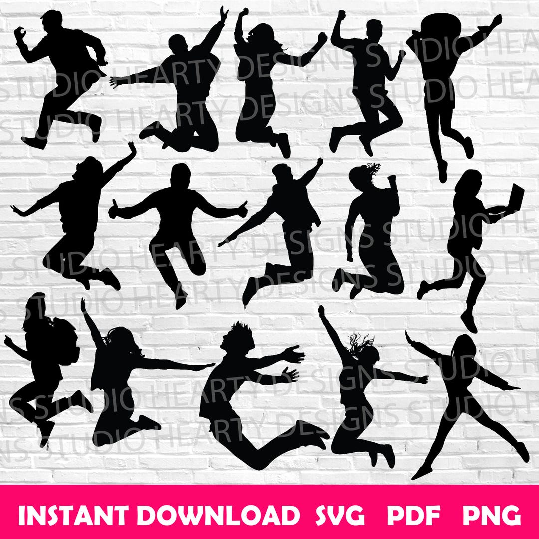 Silhouette di persone che saltano: pacchetto SVG, PDF, PNG (download ...