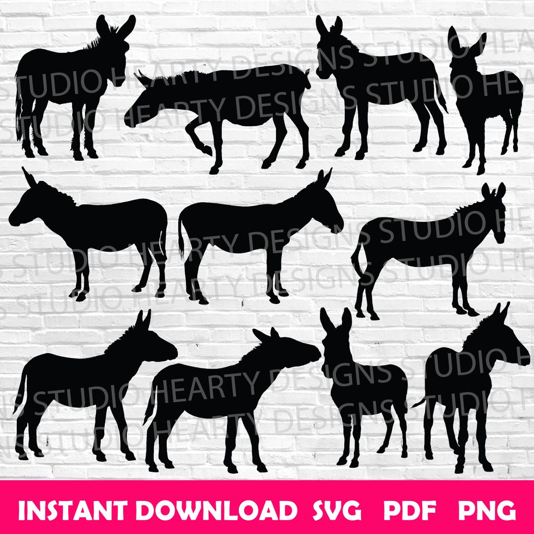 Donkey Svg Donkey Cricut Donkey Clipart Donkey Vector Donkey Silhouette ...