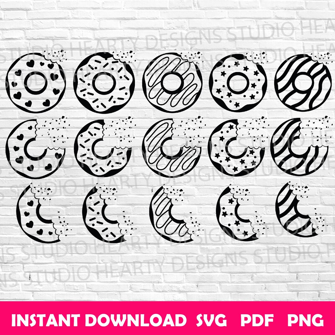 Half Donut Svg Half Doughnut Svg Half Doughnut Svg Cut Files Half Donut ...