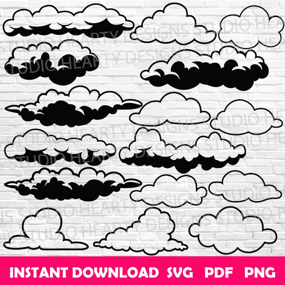Clouds Svg Sky Cloud Svg Clouds Cricut Clouds Clipart Clouds Vector ...