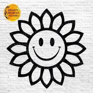 Happy Face Flower Svg Flower Smile Face Svg Smiling Flower Face Svg ...