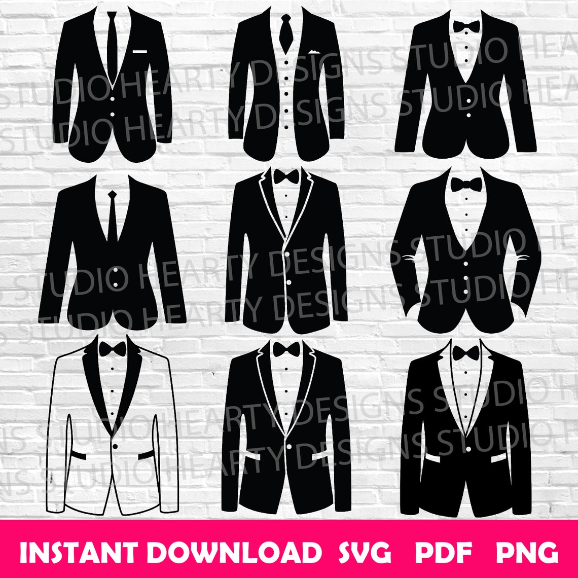 Mens Suit SVG Bundle, Tuxedo Silhouette Clipart (digital Download) - Etsy