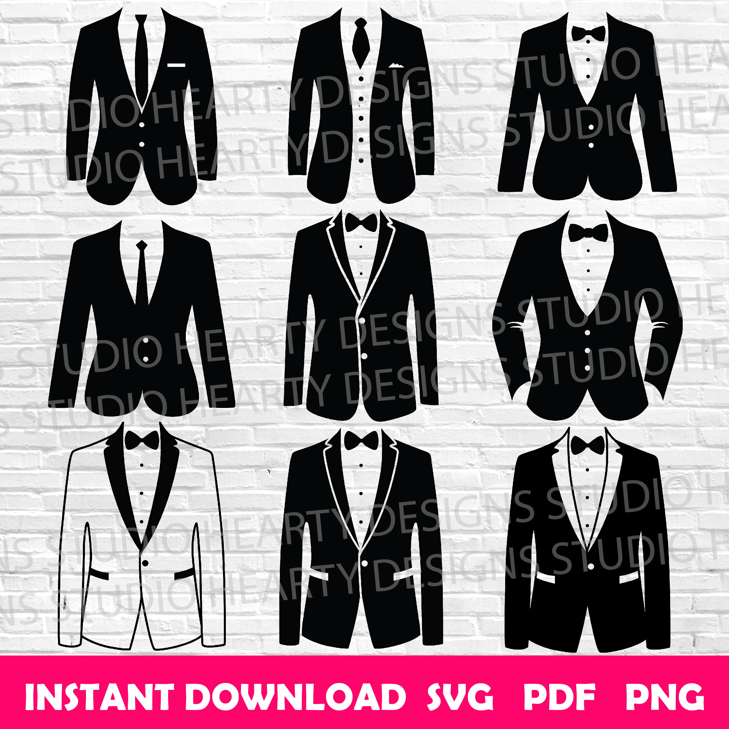 Mens Suit SVG Bundle, Tuxedo Silhouette Clipart (digital Download) - Etsy