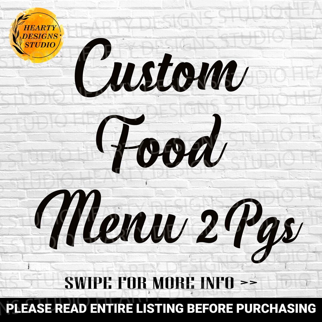 Custom Food Menu Custom Restaurant Menu Custom Bakery Menu Custom Cafe ...