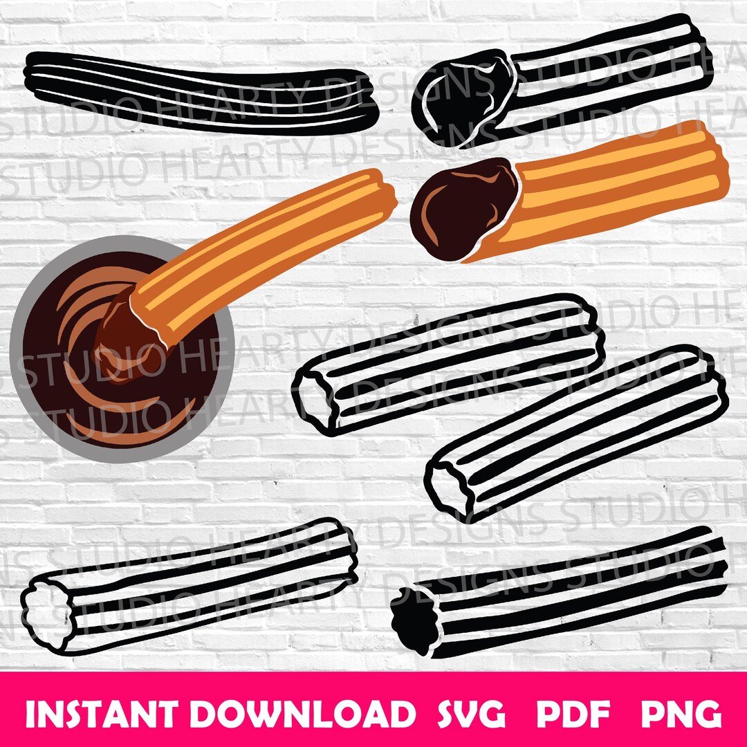 Churros SVG Bundle: Chocolate Sauce, Cricut, Clipart (digital Download ...