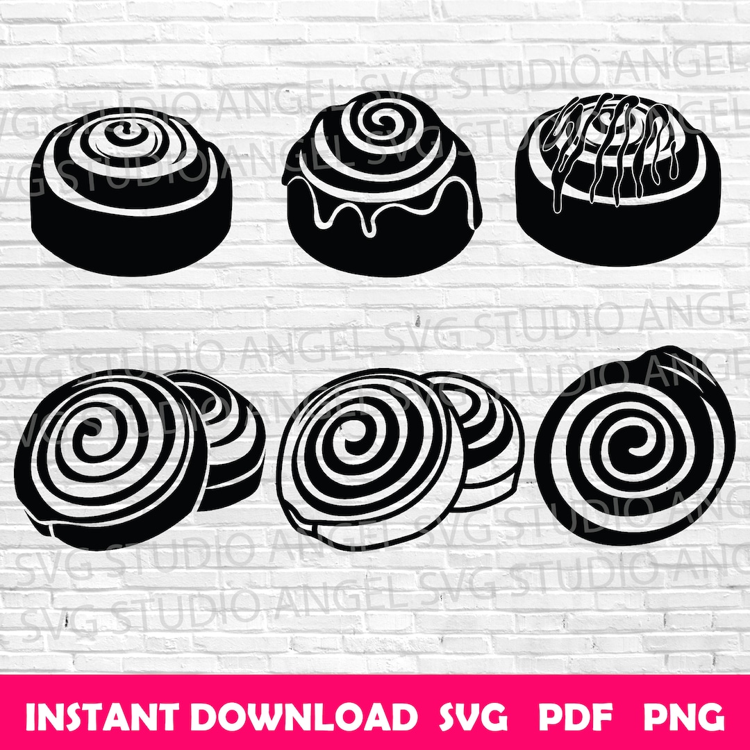 Cinnamon Roll SVG Bundle: Cut Files for Cricut Silhouette (digital ...