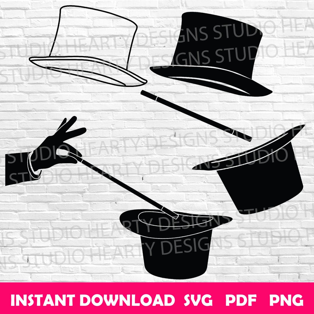 Magician Hat SVG Bundle: Magic Wand, Cricut Silhouette (digital ...