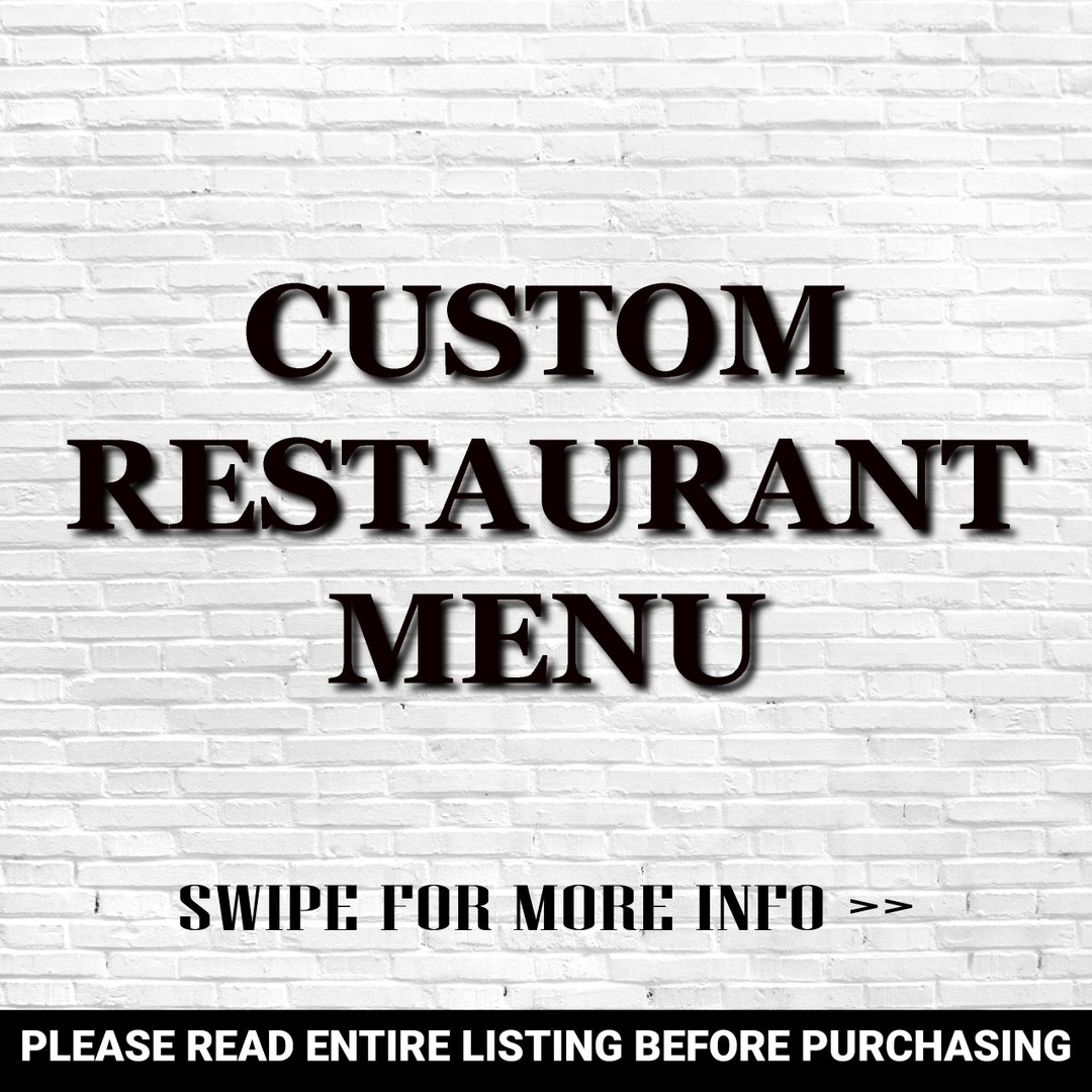 Custom Food Menu Custom Restaurant Menu Custom Bakery Menu - Etsy