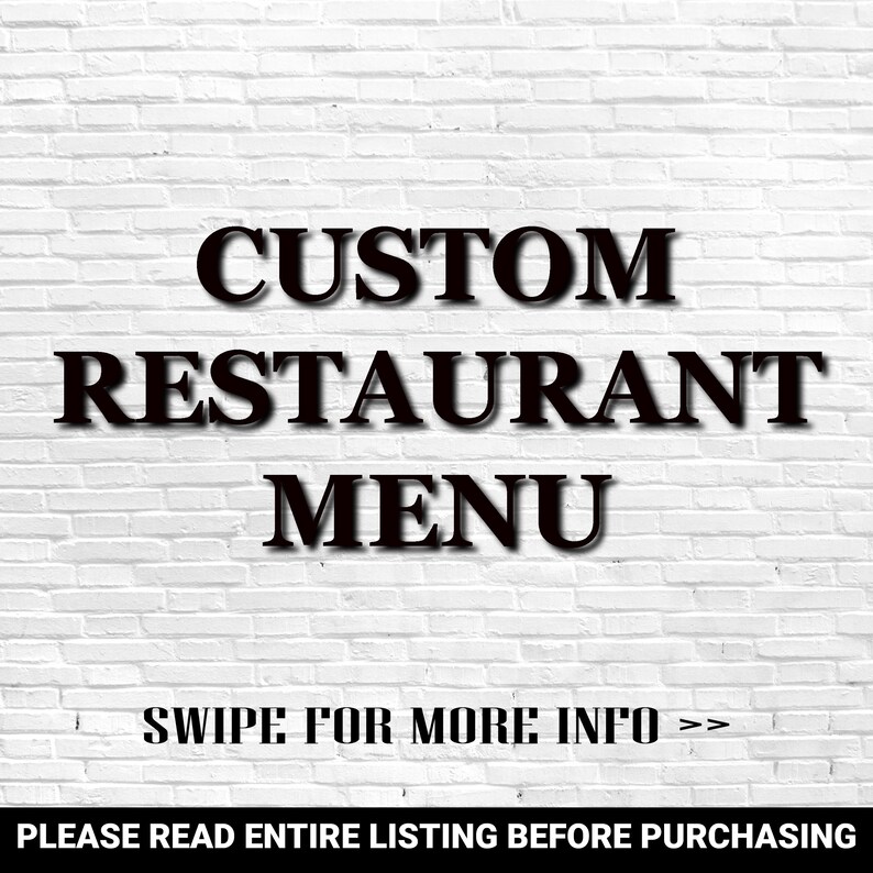 Custom Food Menu Custom Restaurant Menu Custom Bakery Menu - Etsy