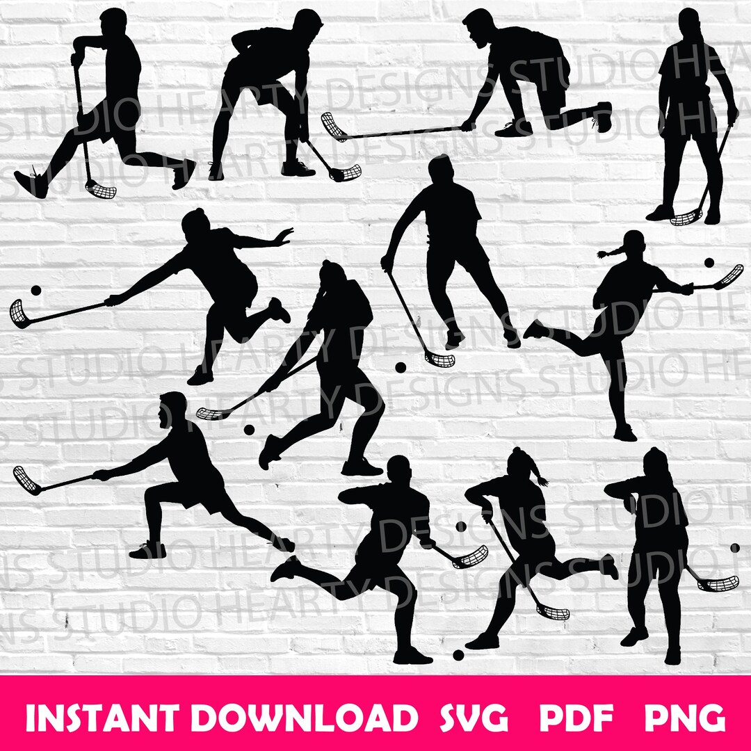 Floorball Player Silhouette: SVG, PDF, PNG Files (digital Download) - Etsy