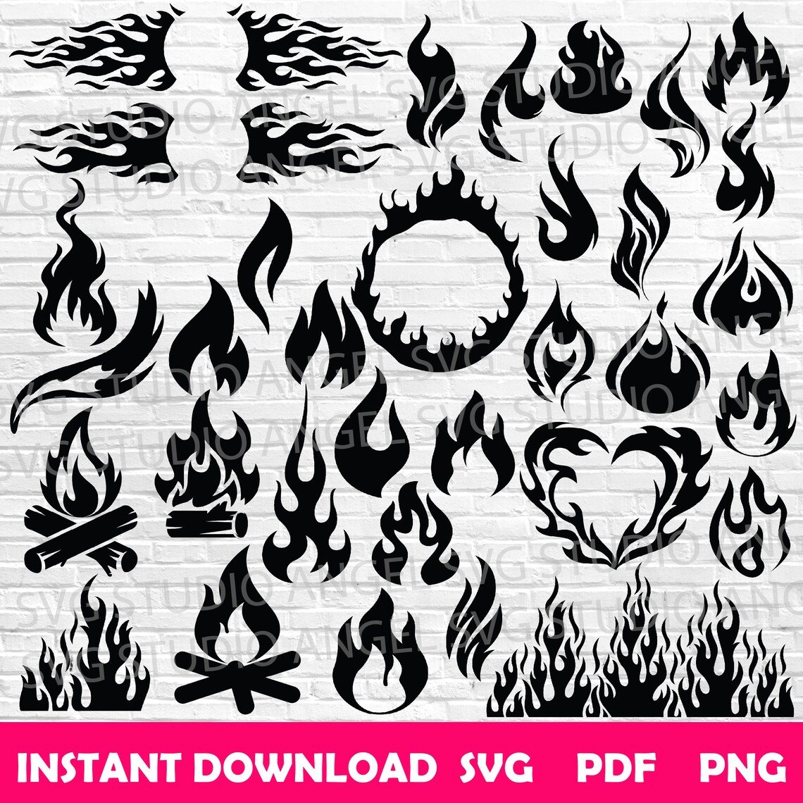 Flame Svg Fire Svg Fire Cricut Flame Cricut Flames Svg Bundle - Etsy UK