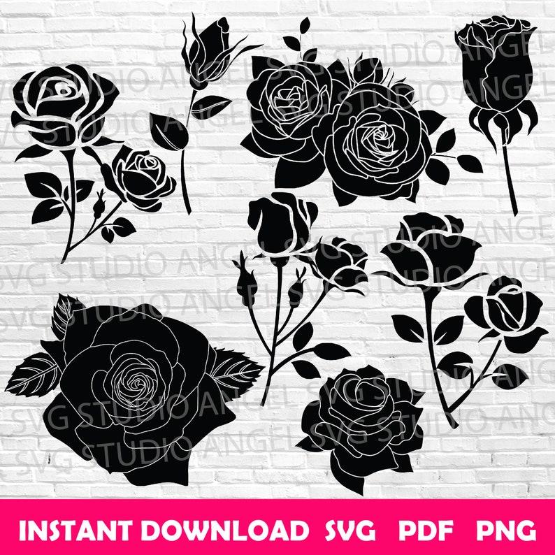 Rose Svg Roses Svg Rose Cricut Svg Rose Clipart Rose Vector Svg Rose ...
