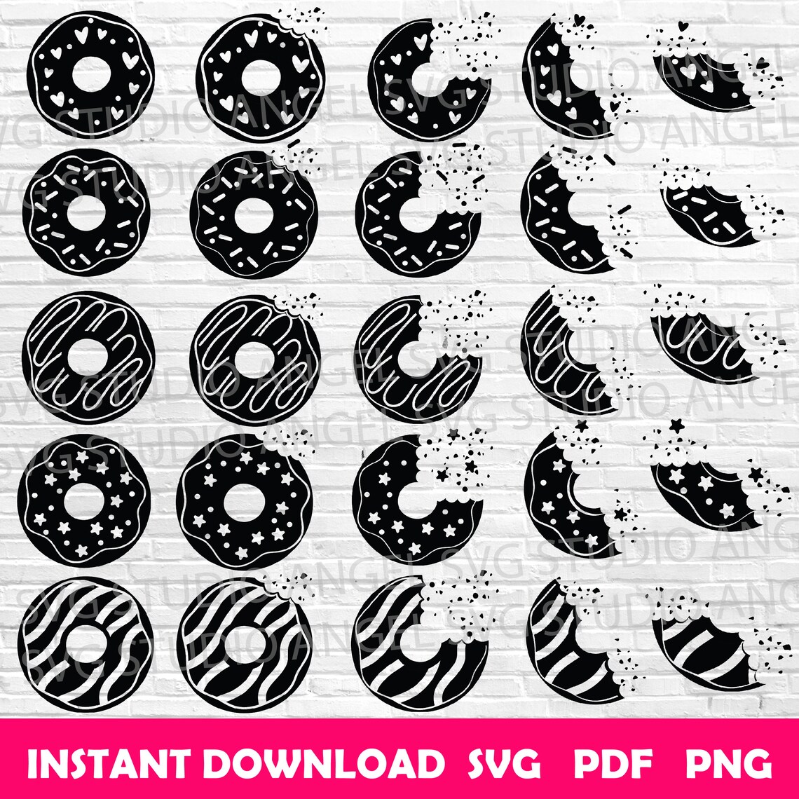 Half Donut Svg Half Doughnut Svg Half Doughnut Svg Cut Files Half Donut ...