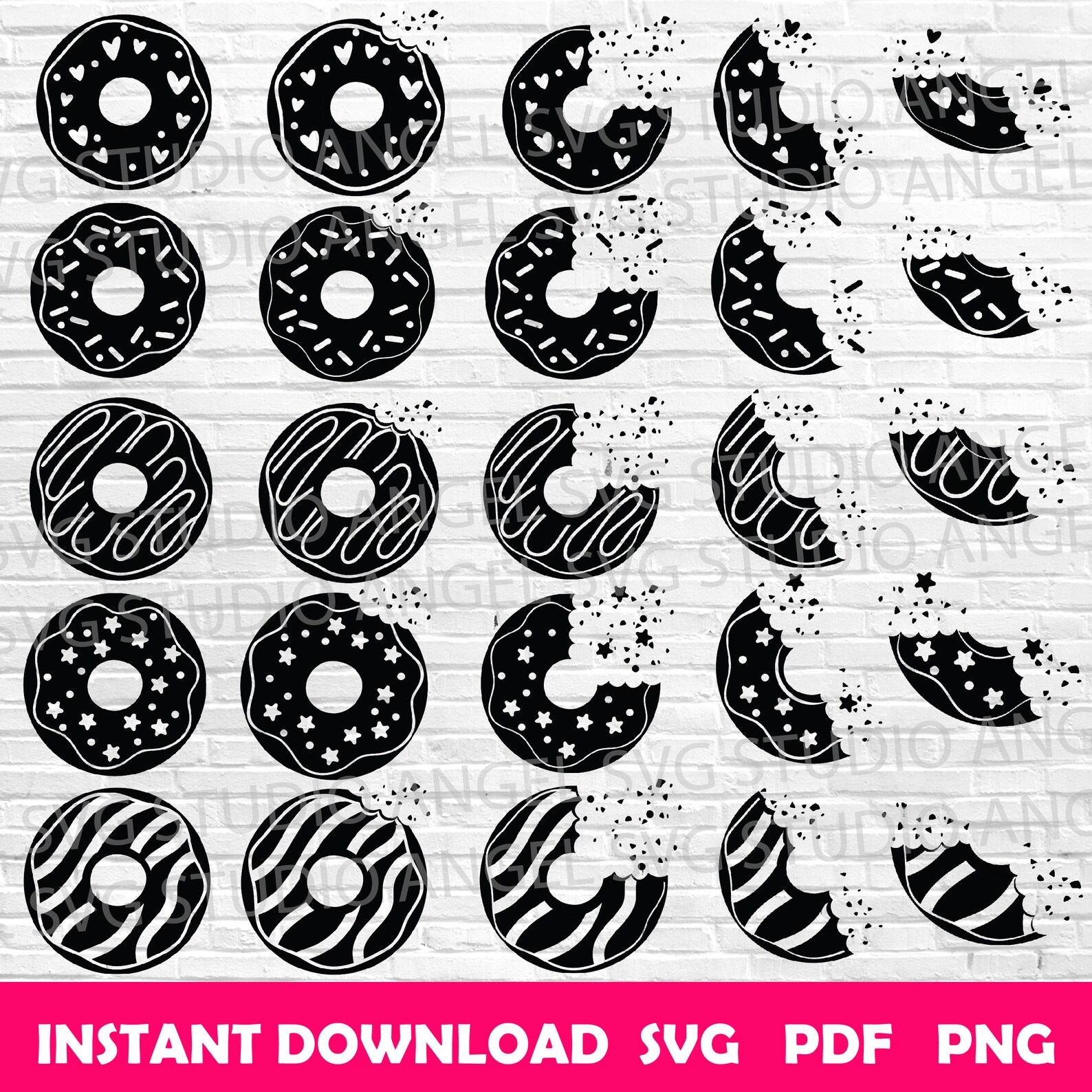 Half Donut Svg Half Doughnut Svg Half Doughnut Svg Cut Files Half Donut ...
