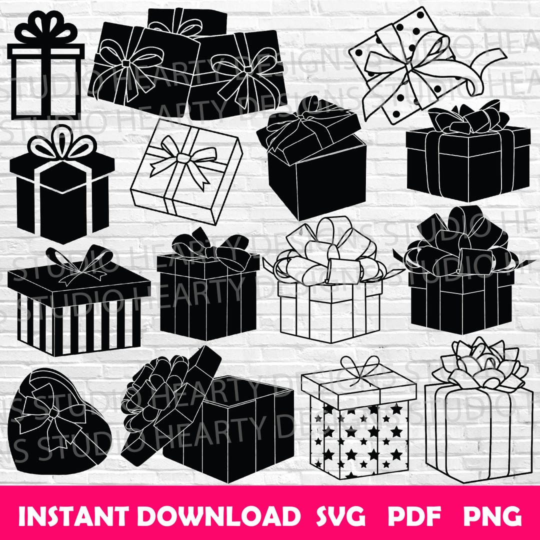 Gift Box Svg Gift Box Cricut Gift Box Vector Gift Box Svg Bundle Gift ...