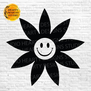 Happy Face Flower SVG Bundle: Smiling Flower Vectors (digital Download ...
