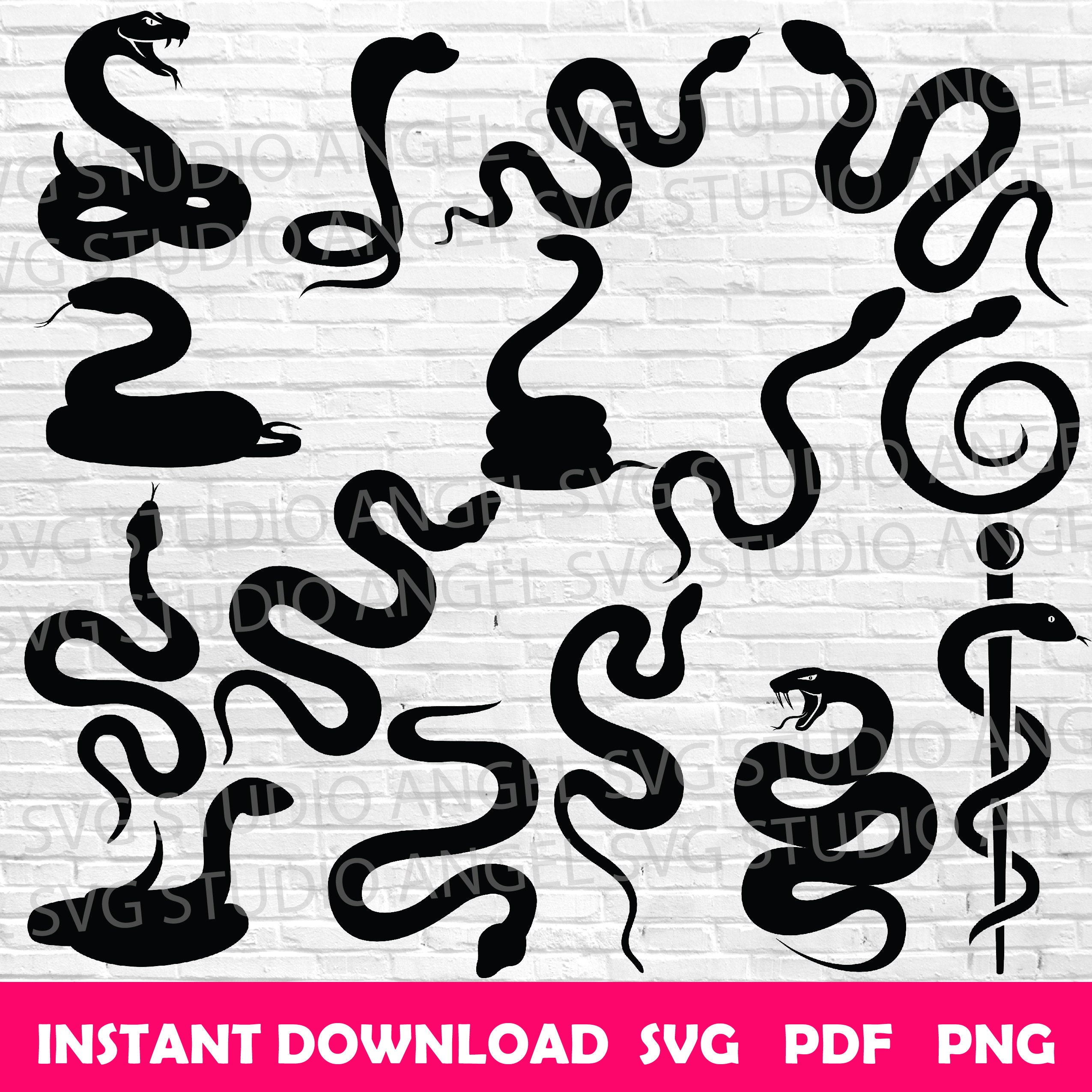 Snake Silhouette SVG Bundle: Cobra & Python Clipart (digital Download ...