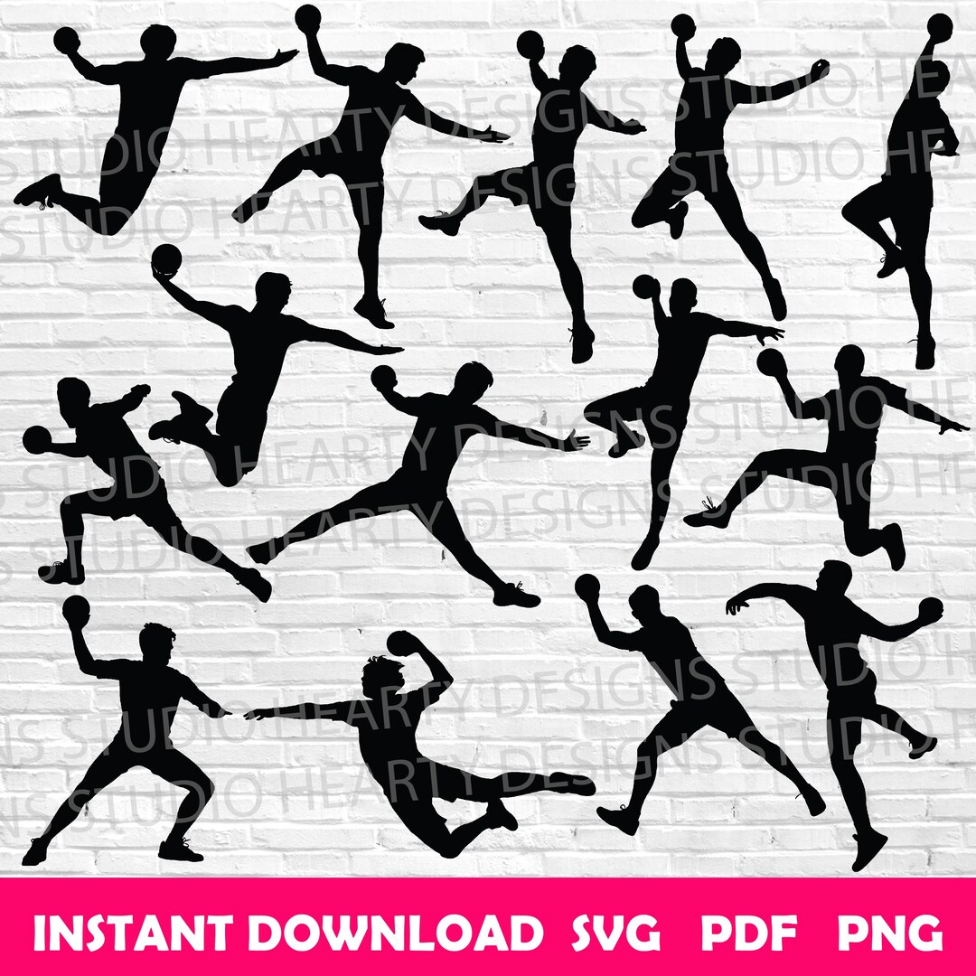 Male Handball Player SVG Bundle: Silhouette Cut Files (digital Download ...