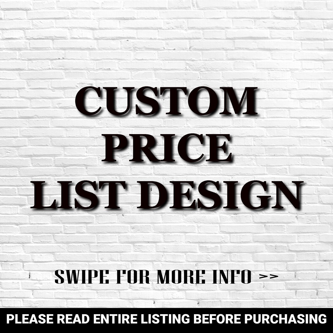 Custom Price List Custom Price List Design Customised Price - Etsy