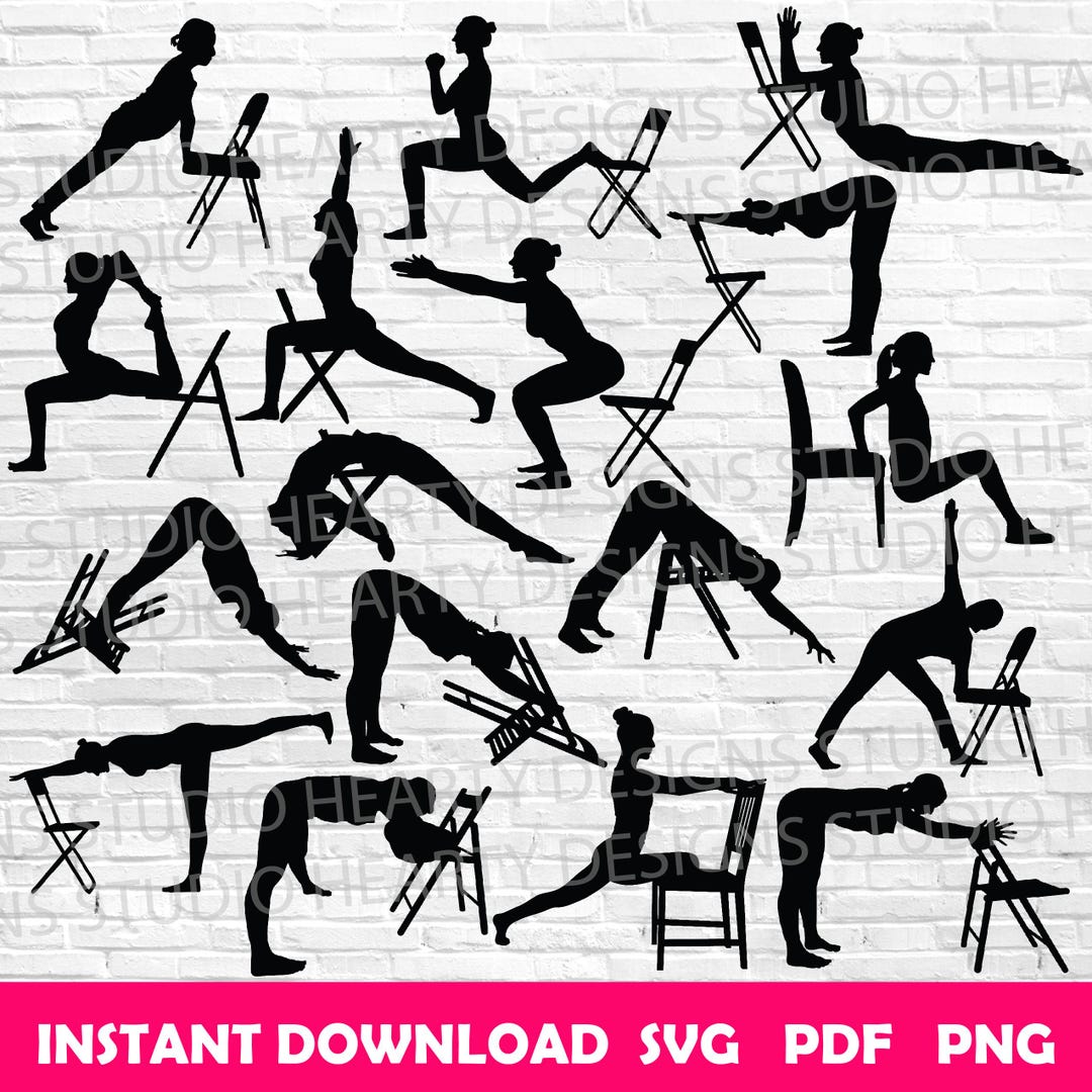 Chair Yoga Svg Chair Yoga Svg Cut Files Chair Yoga Svg Bundle Chair ...