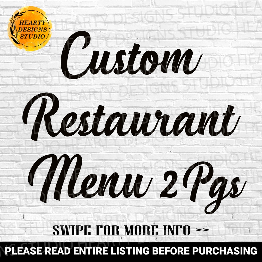 Custom Food Menu Custom Restaurant Menu Custom Bakery Menu Custom Cafe ...