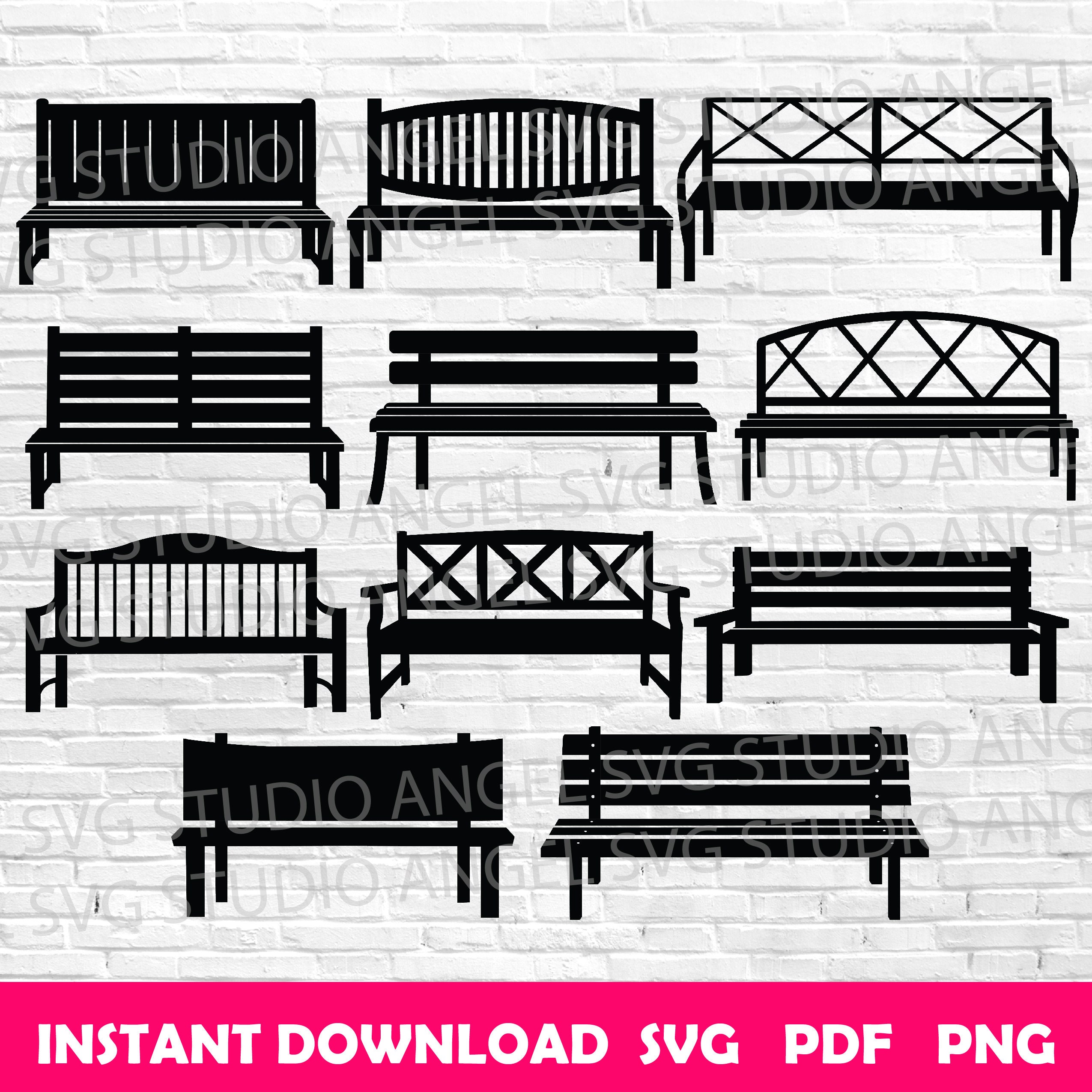 Bench SVG Bundle: Garden Bench Clipart, Cut Files (digital Download) - Etsy
