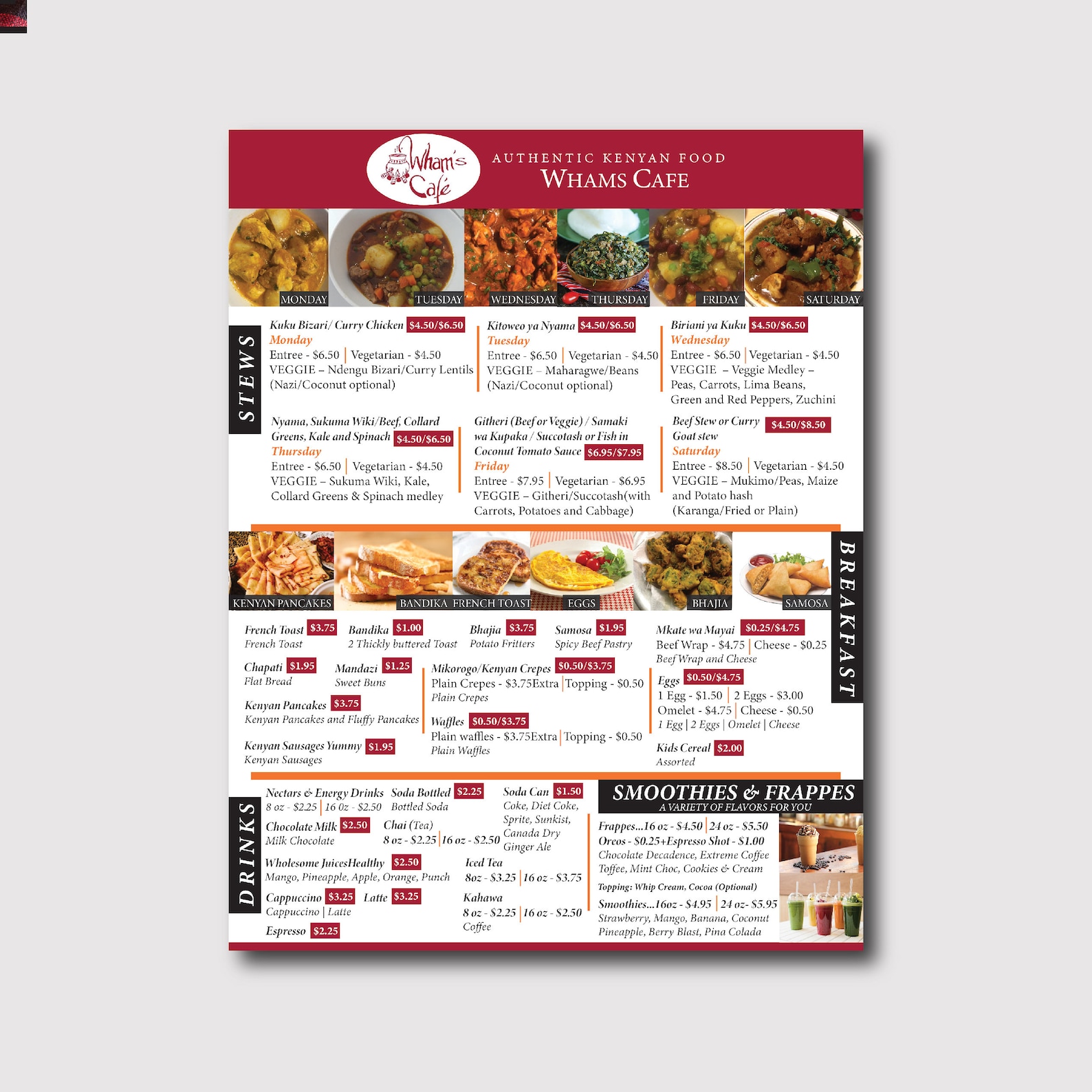 Custom Food Menu Custom Restaurant Menu Custom Bakery Menu - Etsy