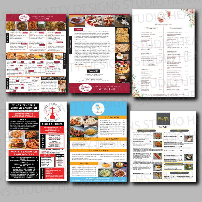 Custom Food Menu Custom Restaurant Menu Custom Bakery Menu Custom Cafe ...