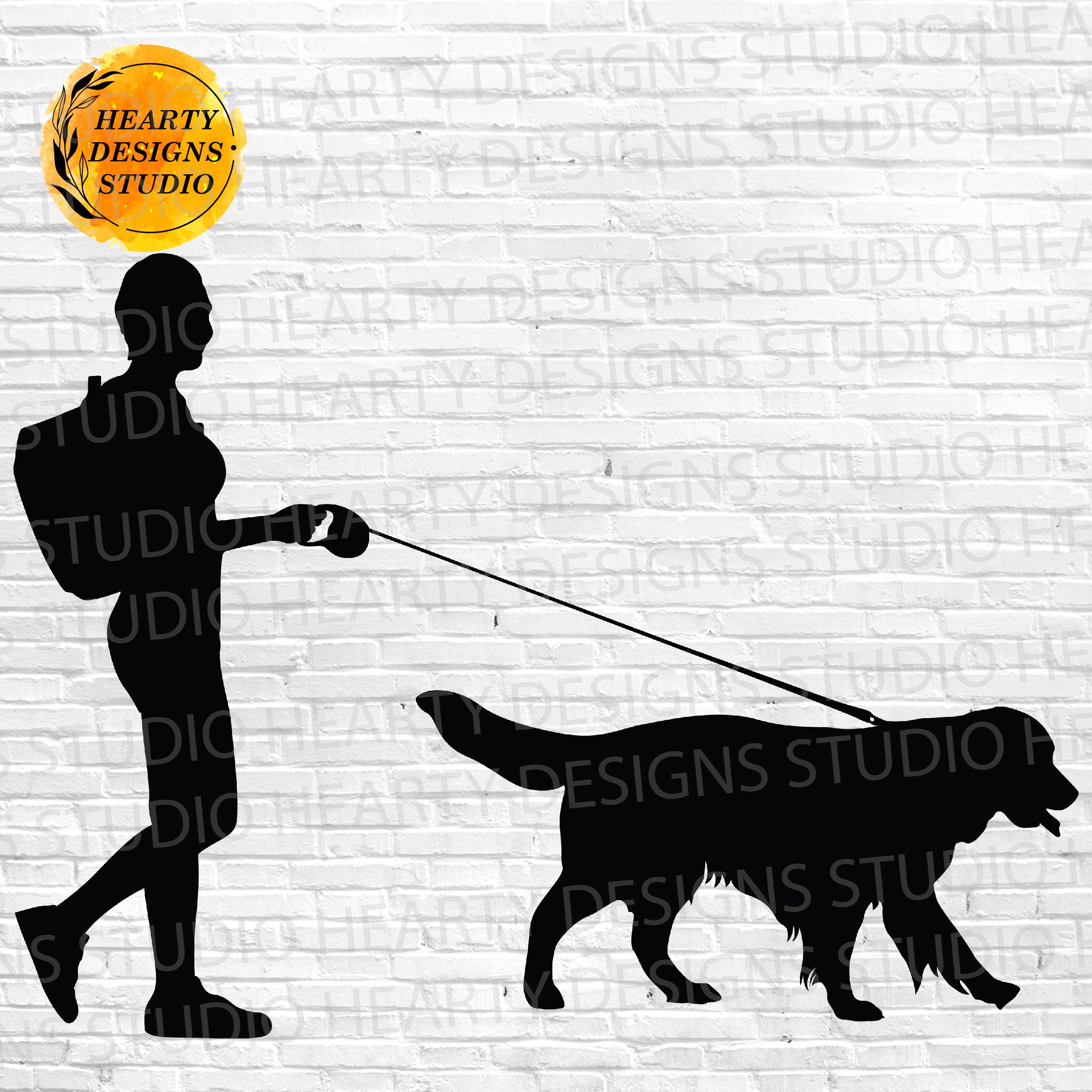 Woman Walking Dog SVG Bundle: Cut Files for Cricut Silhouette (digital ...