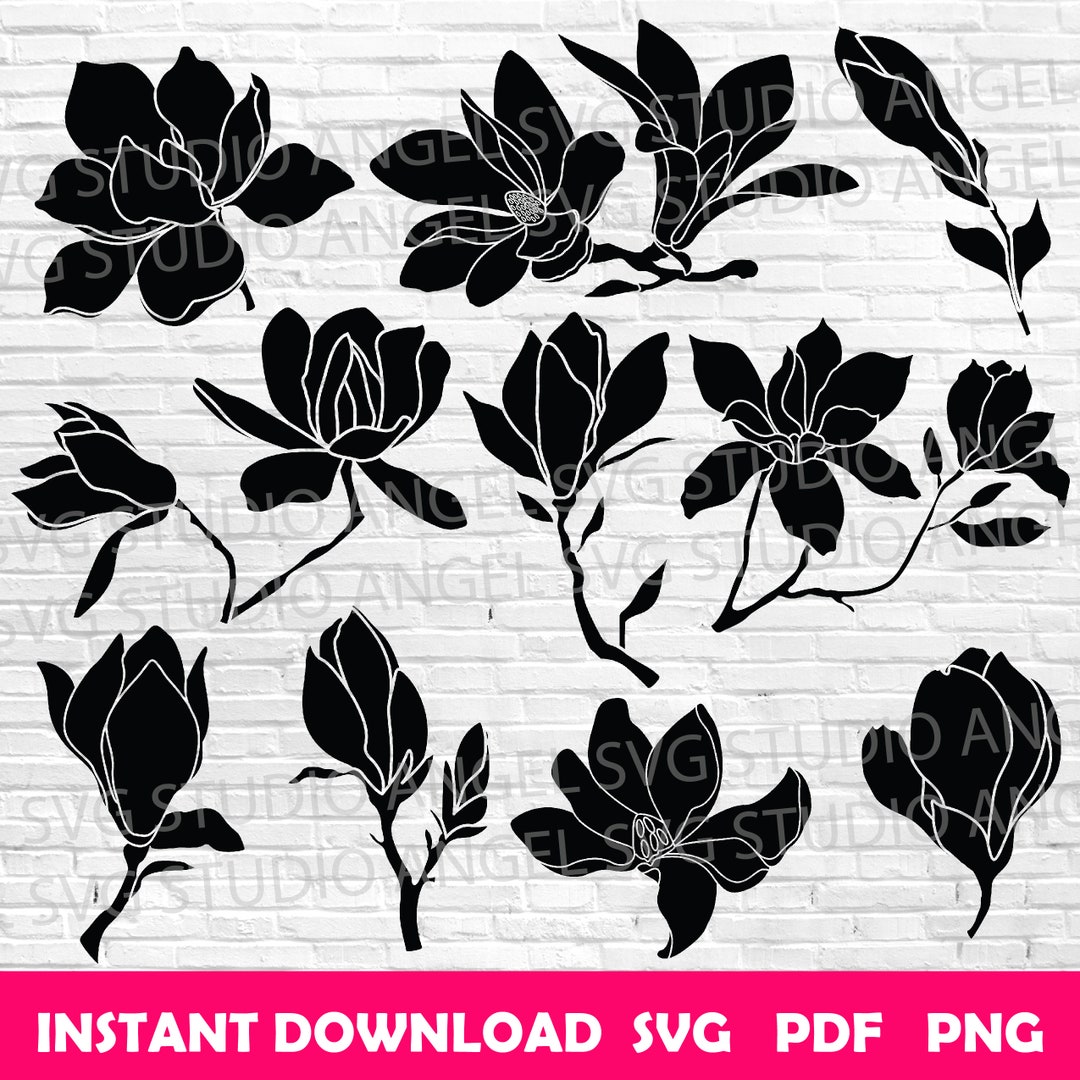 Magnolia Svg Magnolia Cricut Magnolia Clipart Magnolia Vector Magnolia ...