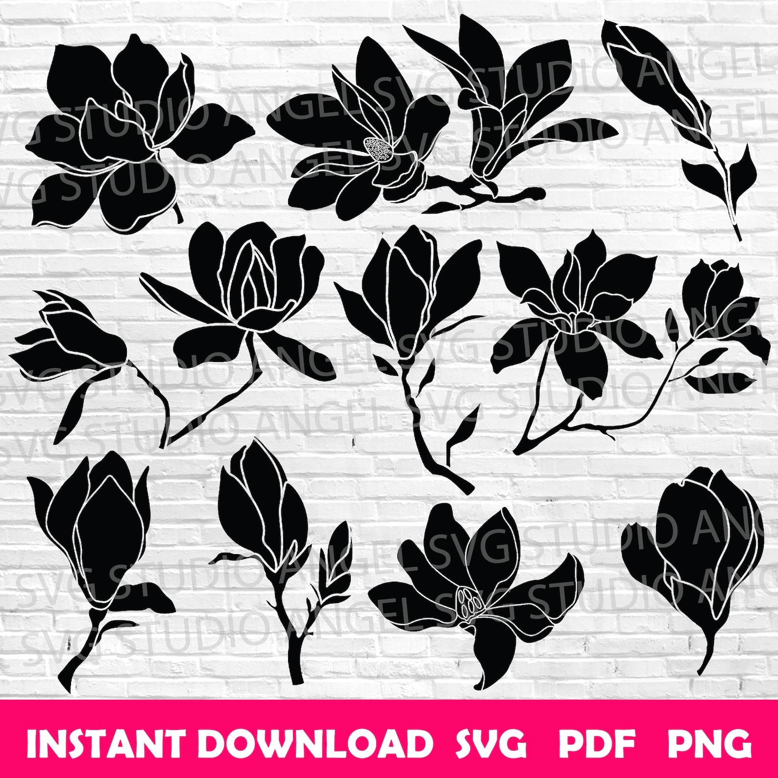 Magnolia Svg Magnolia Cricut Magnolia Clipart Magnolia Vector Magnolia ...