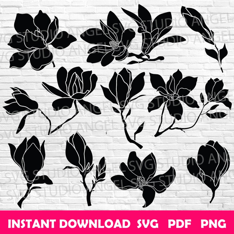 Magnolia Svg Magnolia Cricut Magnolia Clipart Magnolia Vector Magnolia ...