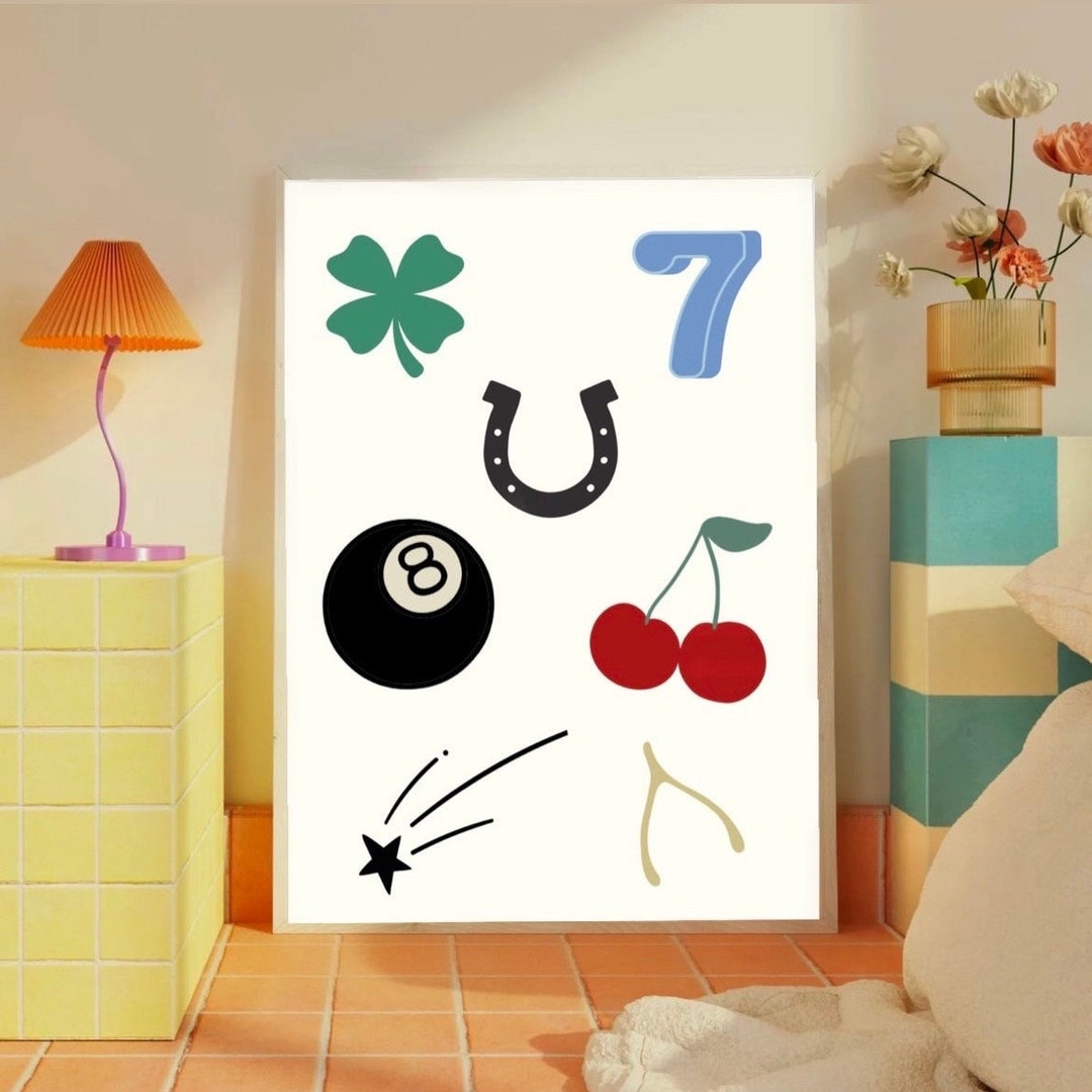 Lady Luck Symbols Poster | Lucky Girl Syndrome Art Print | Digital ...