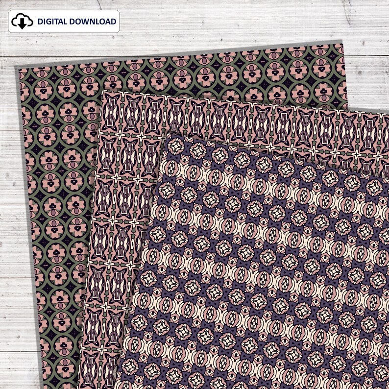 Digital Paper Pack, Purple Tribal Design, Mexican Design, Aztec Art ...