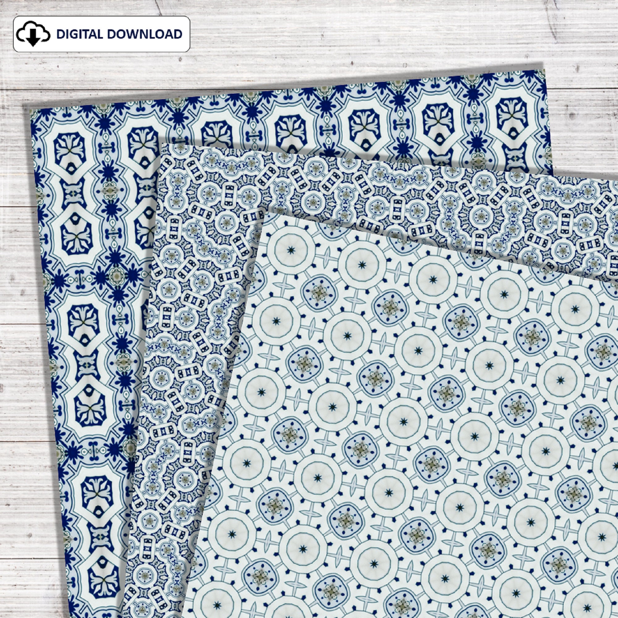 Digital Paper Pack, Atlantis, Blue and Gray, Scrapbooking Paper, POD ...