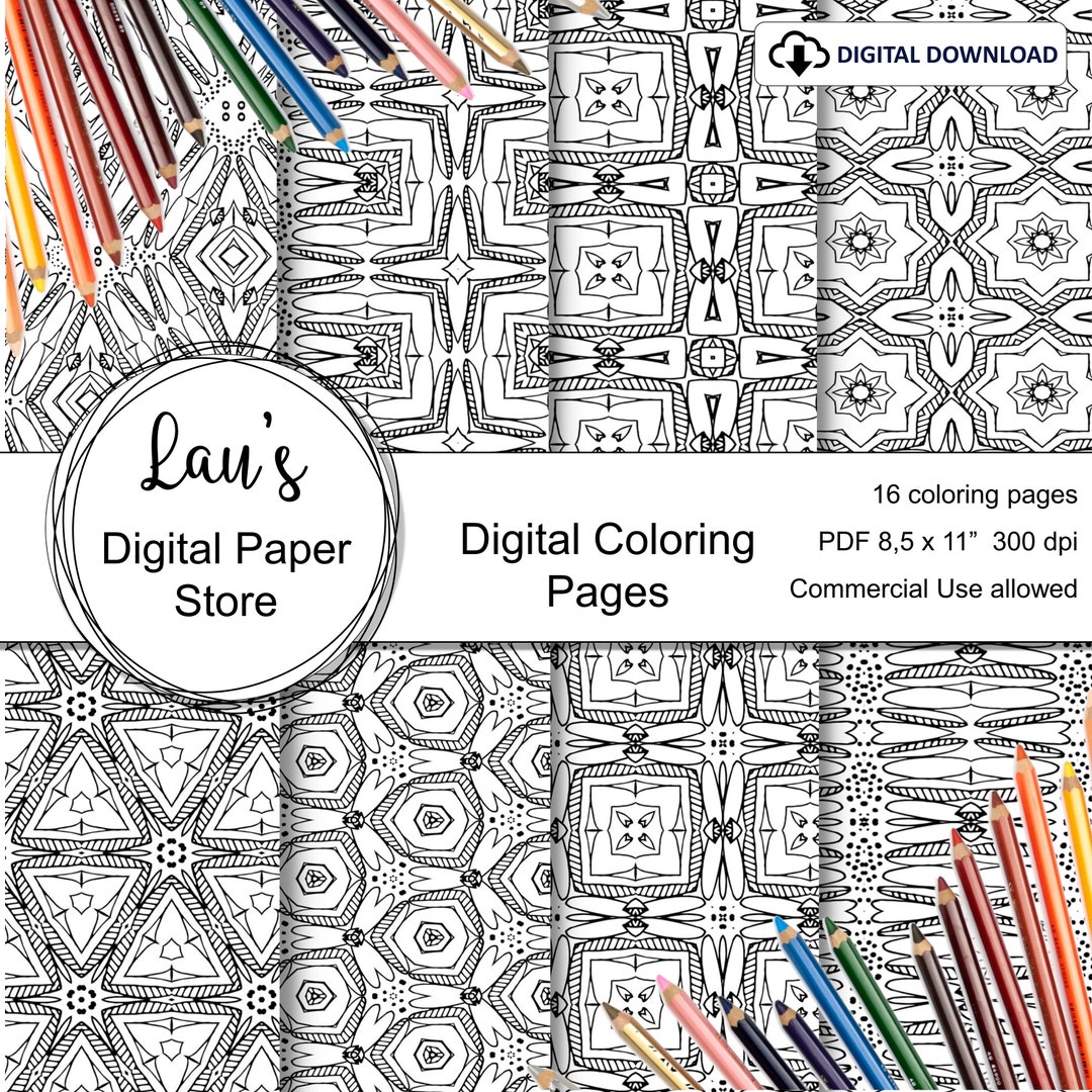 Easy Pattern Printable Coloring Pages for Adults, PDF, Print and Color ...