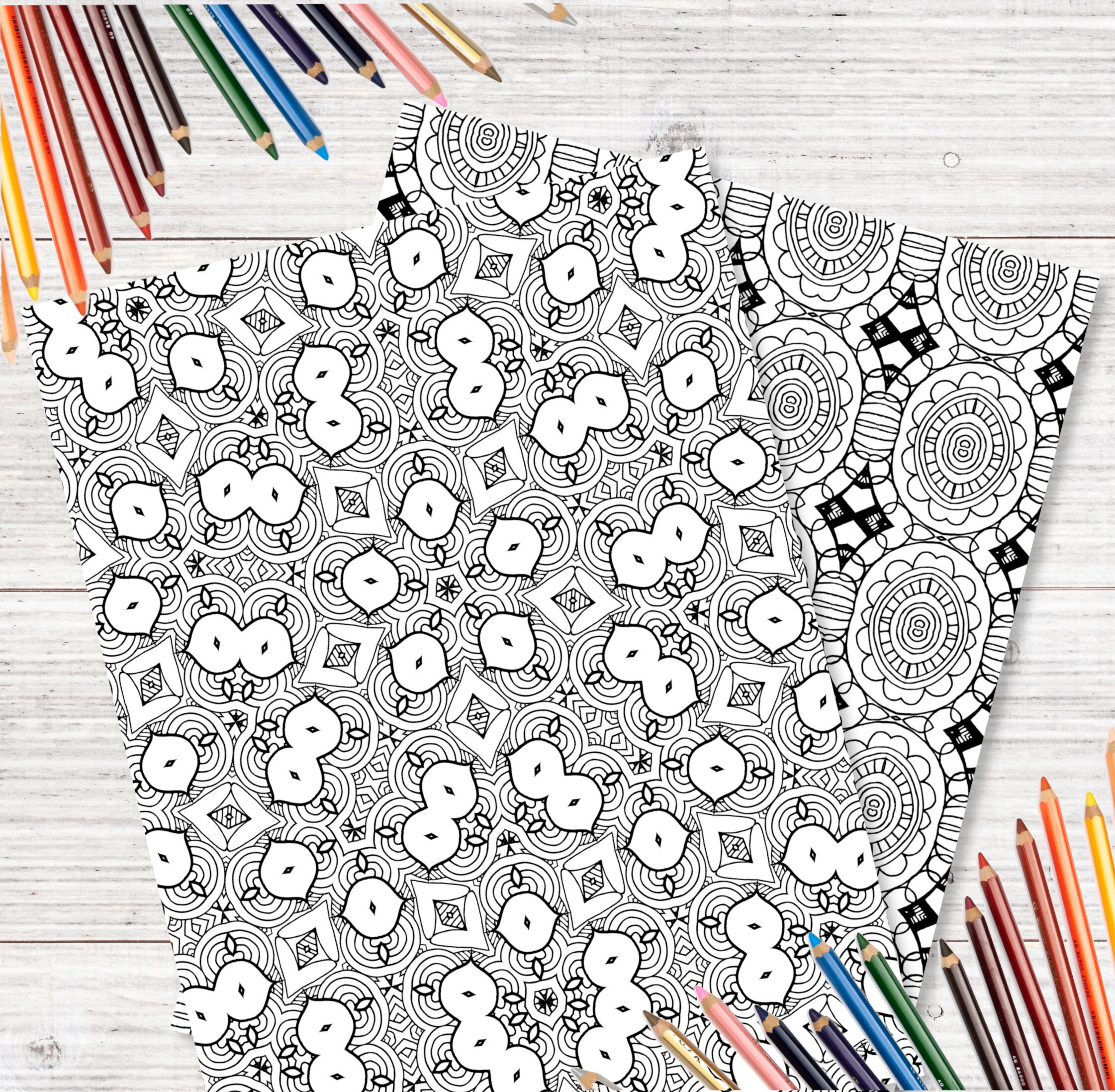 Geographic Shapes Coloring Pages for Adults, Abstract Shapes to Color ...