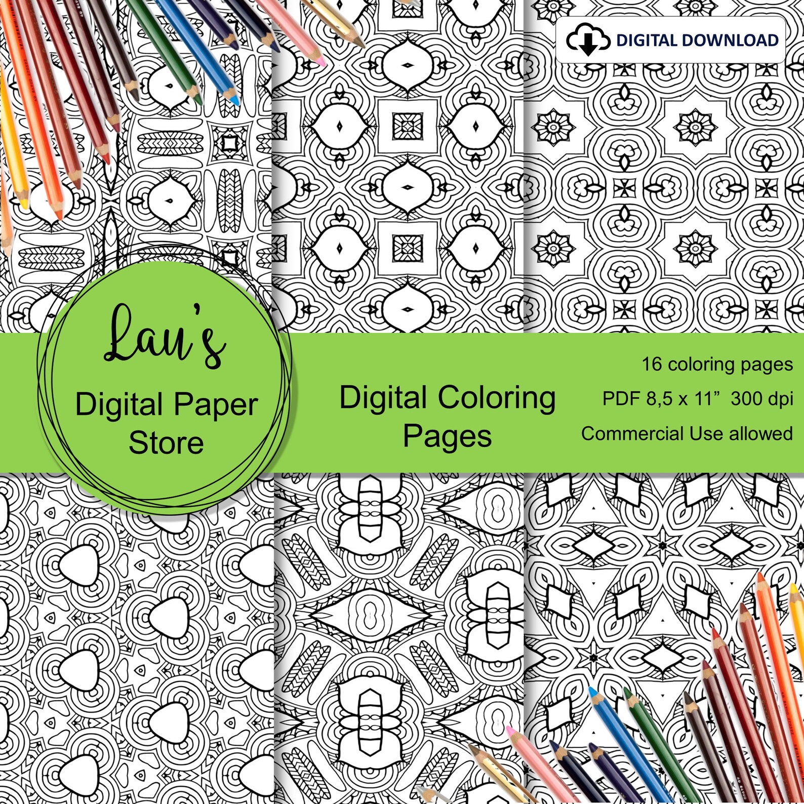 Geographic Shapes Coloring Pages for Adults, Abstract Shapes to Color ...