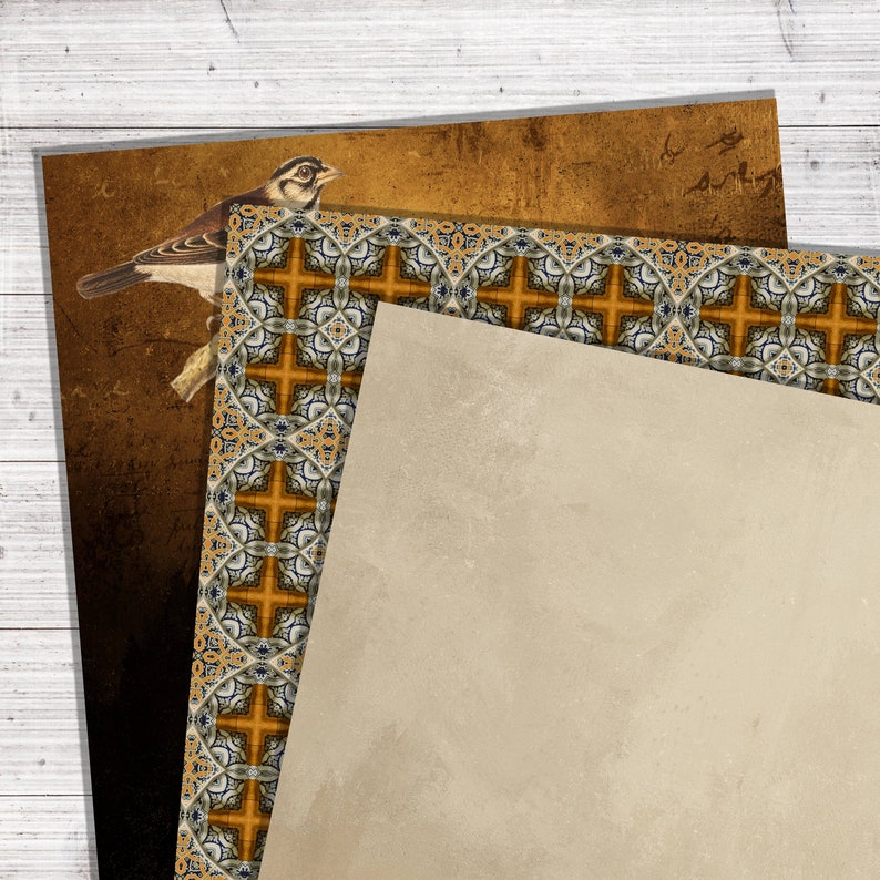 Digital Paper Pack, Vintage Bird, Vintage Map, Tile Patterns, Digital ...