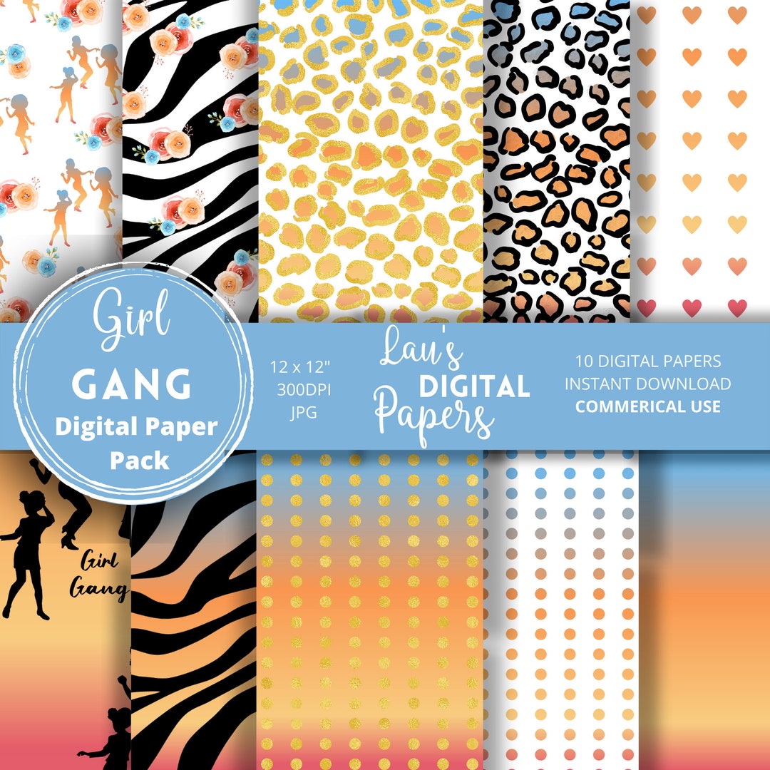 Digital Paper Pack, Girl Gang Party Time, Girls' Night Out, Girls ...
