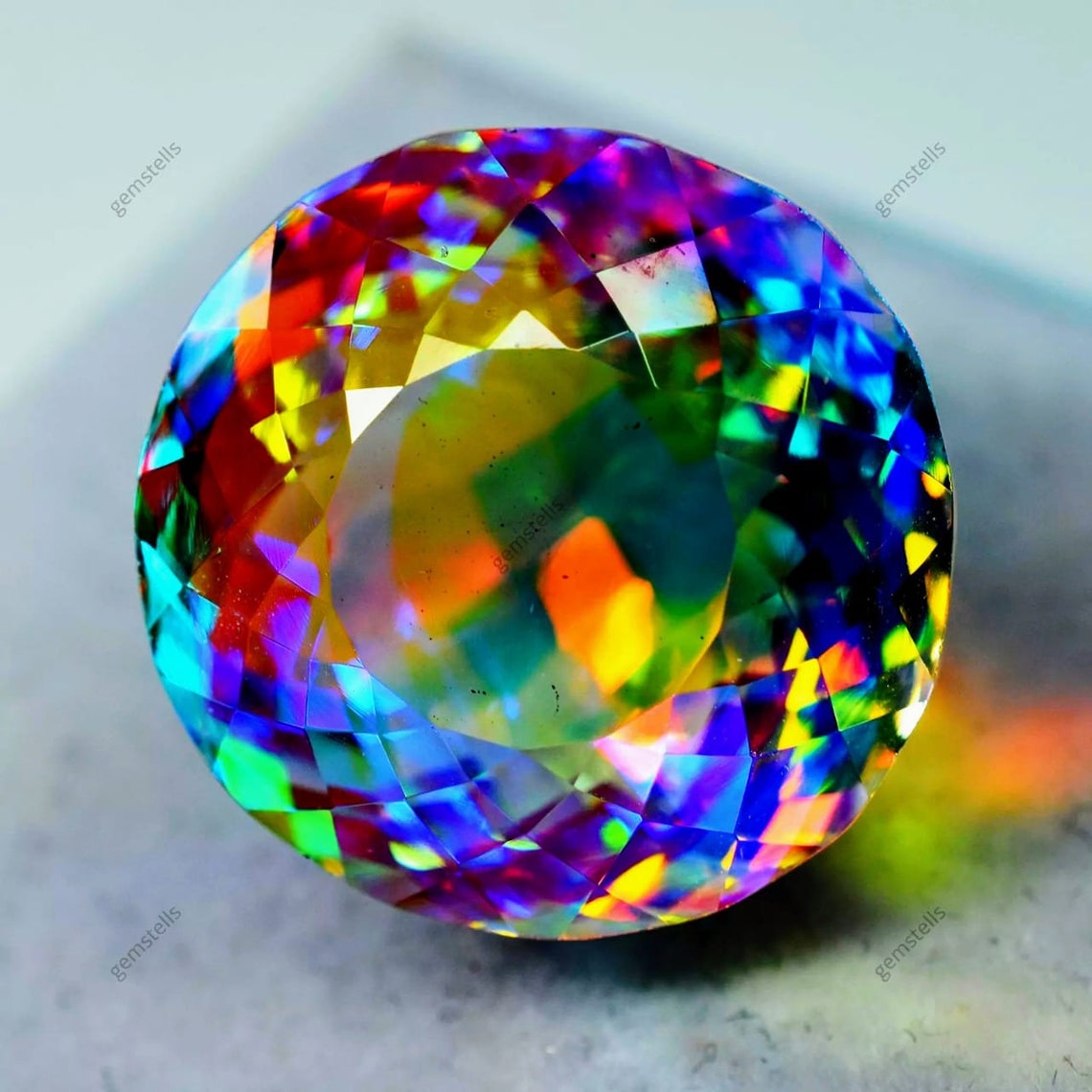 Loose Topaz 40ct AA + Mystic Topaz Round Shape Rainbow Color Certified ...