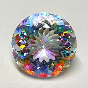 Loose Topaz 30 Ct AA+ Mystic Topaz Round Shape Rainbow Topaz Certified ...